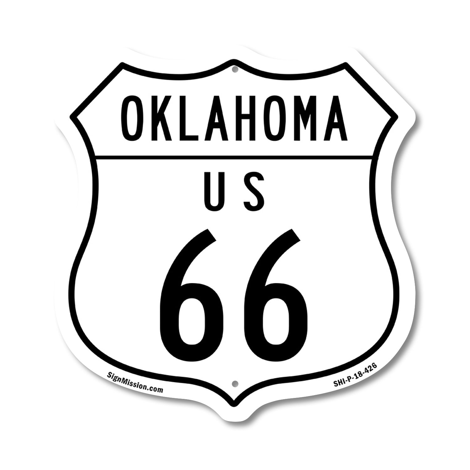 Oklahoma Route Marker Shield Sign Us 66 18 inch X 18 inch Shield Shaped ...