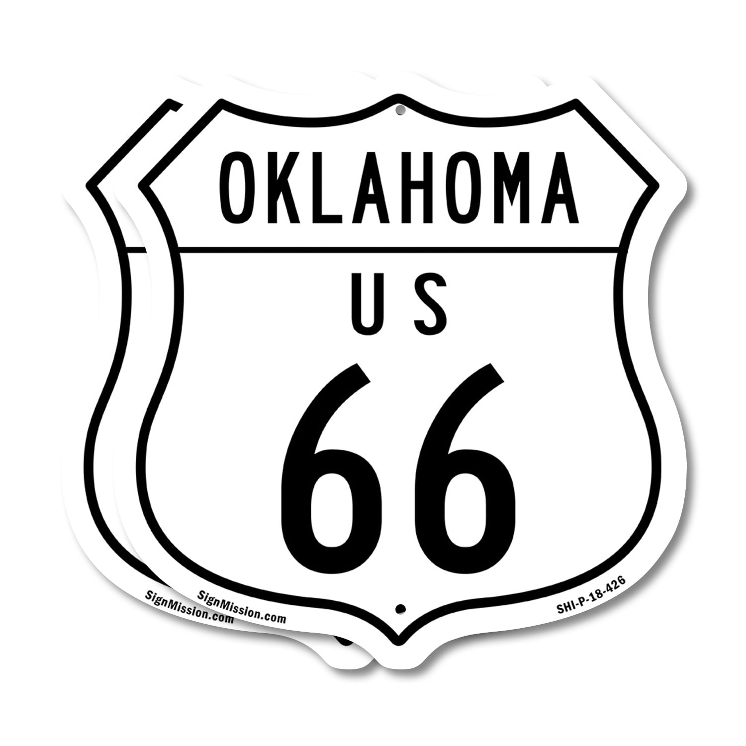 Oklahoma Route Marker Shield Sign Us 66 (2 Pack) 18 inch X 18 inch ...