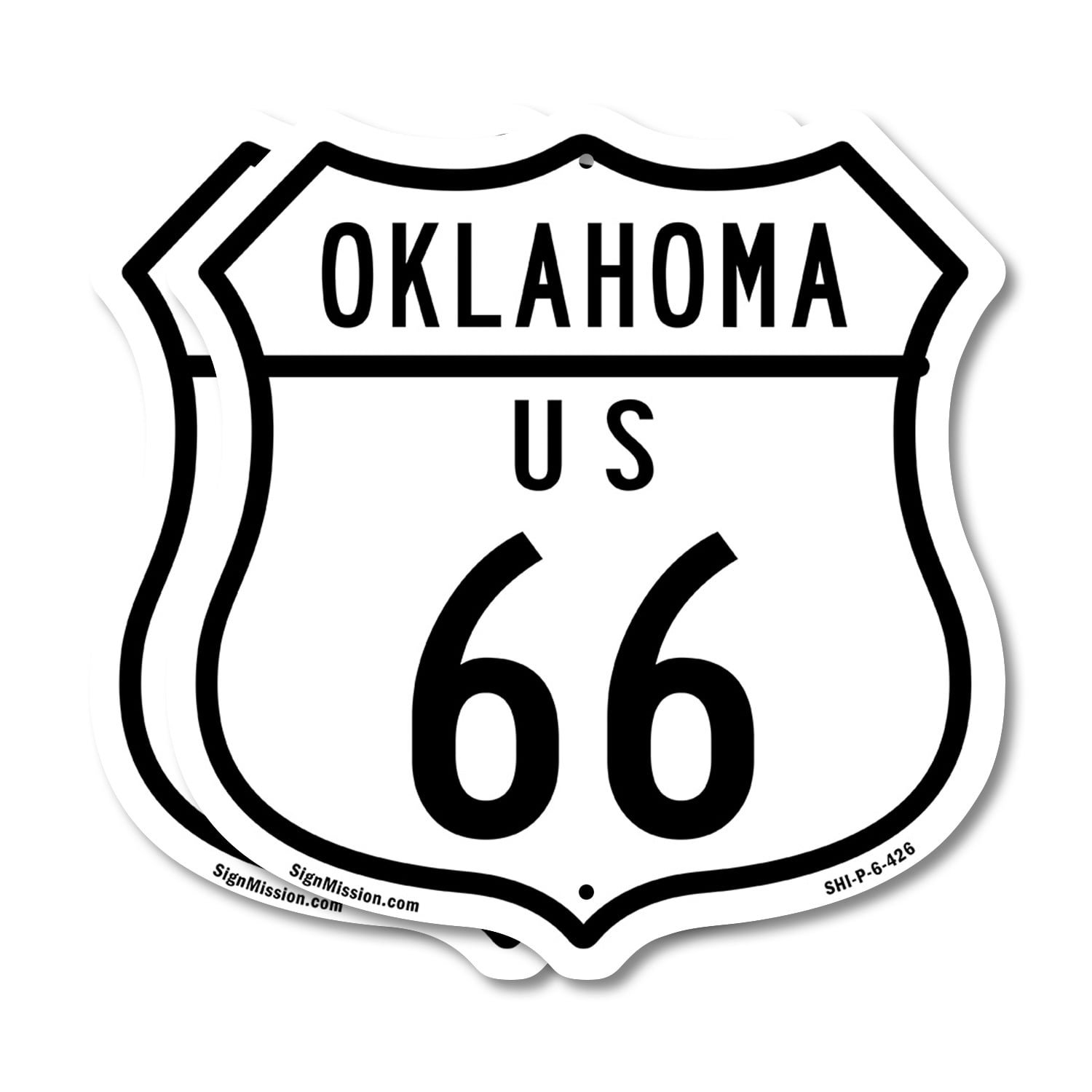 Oklahoma Route Marker Shield Sign Us 66 (2 Pack) 6 inch X 6 inch Shield ...