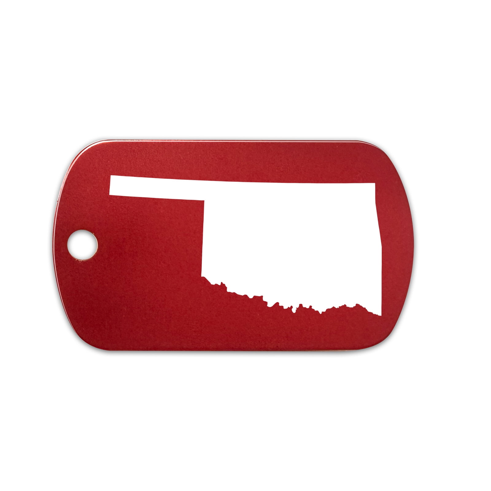 Oklahoma Shaped GI Dog Tag Aluminum Keychain ok - Red - Walmart.com