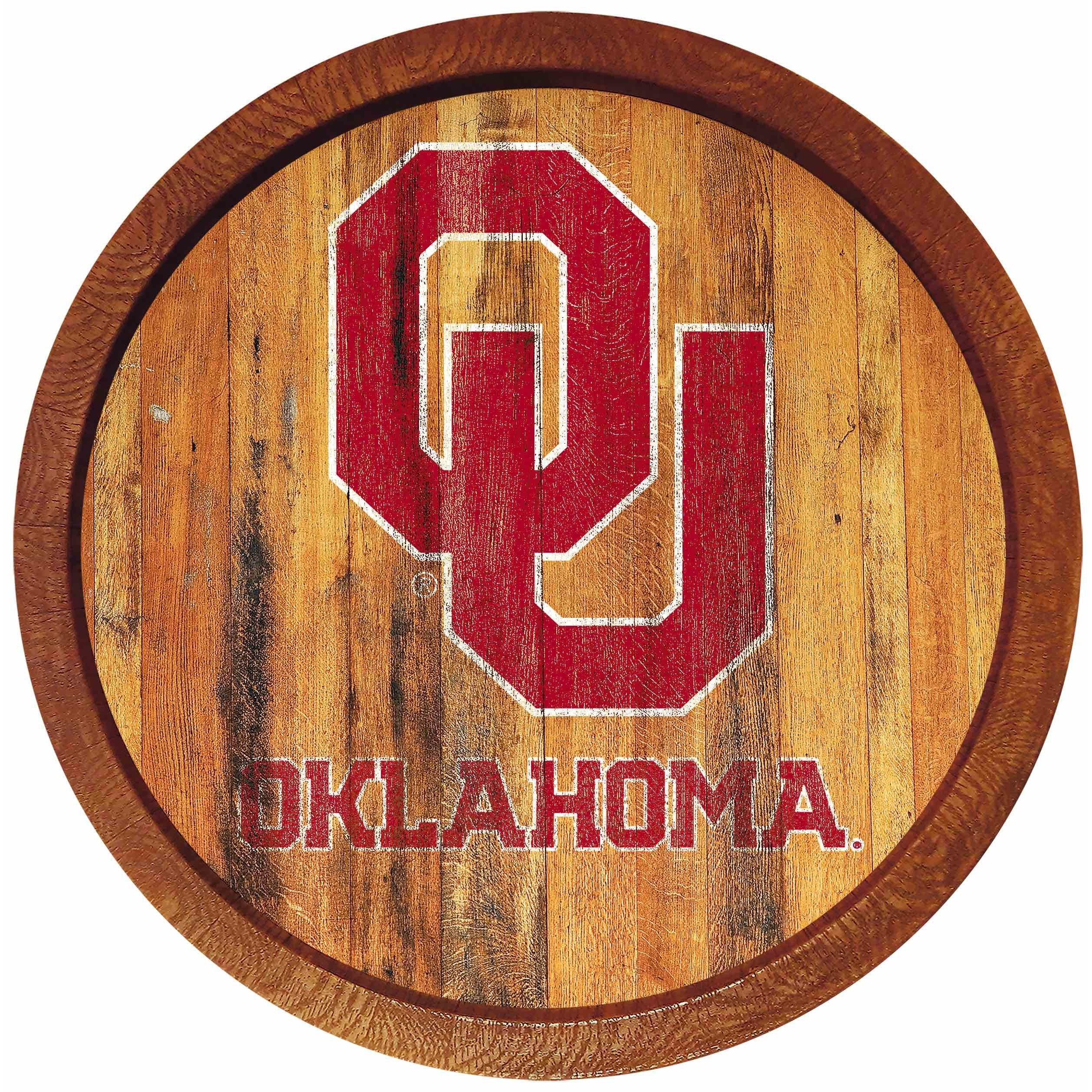 Oklahoma Sooners 21'' x 21'' Weathered Faux Barrel Top Sign - Walmart.com