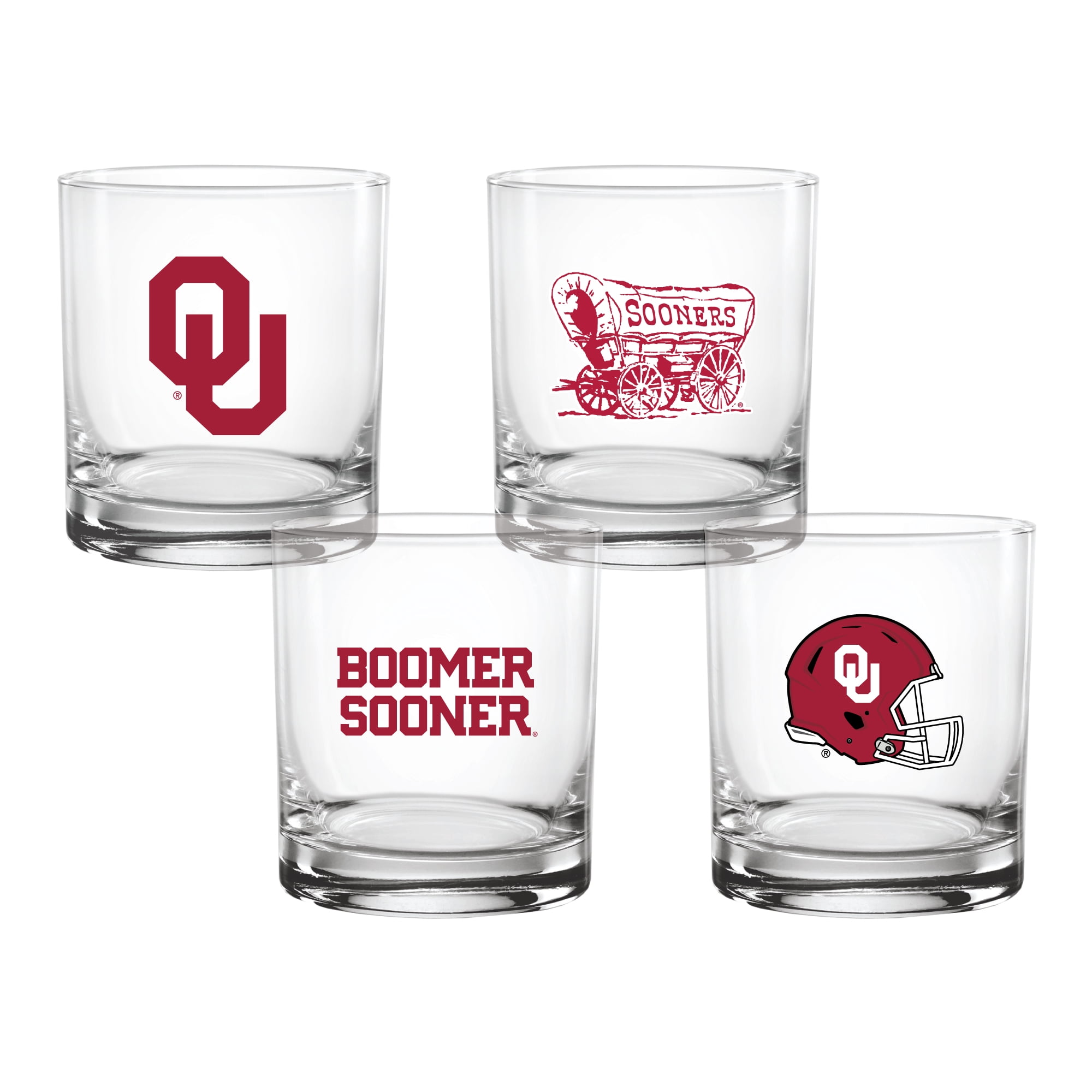 Oklahoma Sooners 4-Pack Collector's 14oz. Rocks Glass Set - Walmart.com