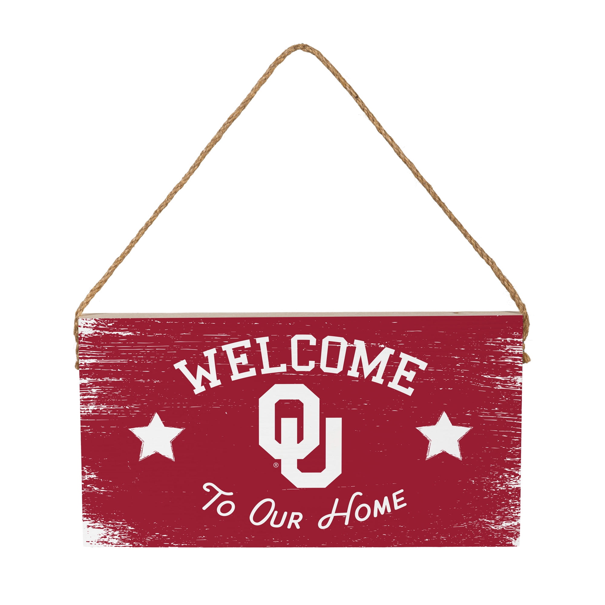 Oklahoma Sooners 6" x 11" Welcome Home Wood Wall Sign with Rope Hanger ...