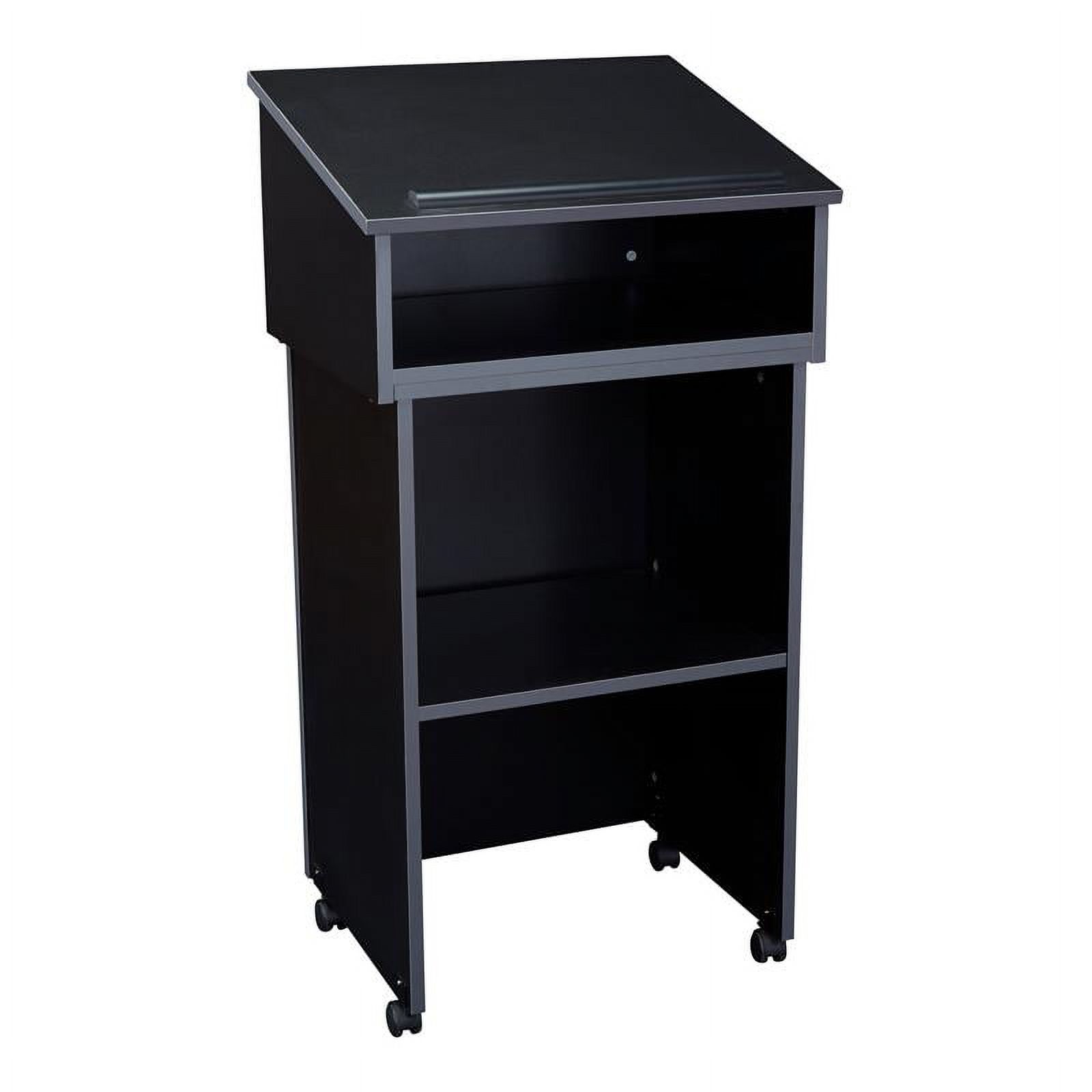 Oklahoma Sound Wood Tabletop Lectern with AV Cart/Lectern Base in Black ...
