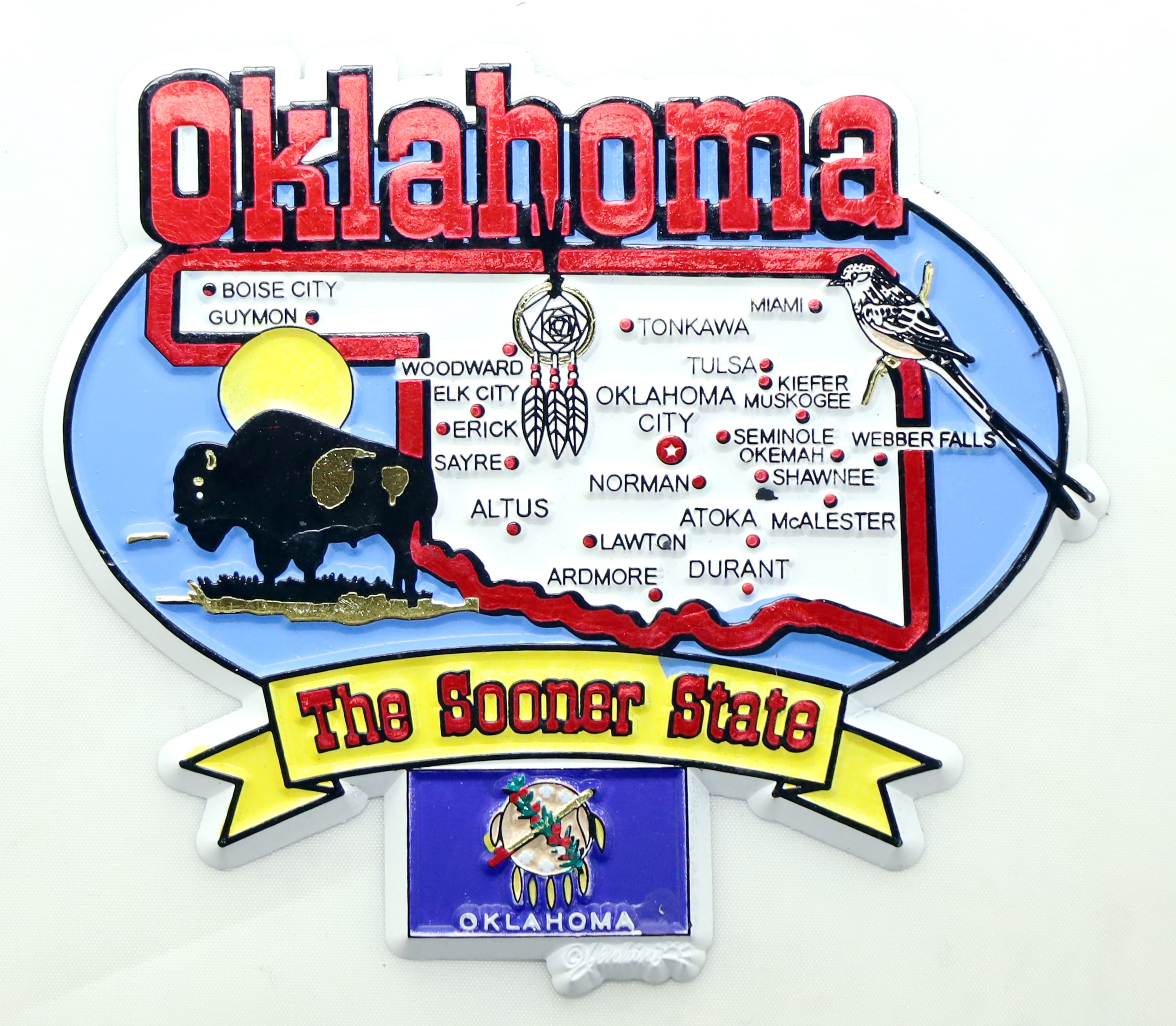 Oklahoma State Elements Map Fridge Collectible Souvenir Magnet ...