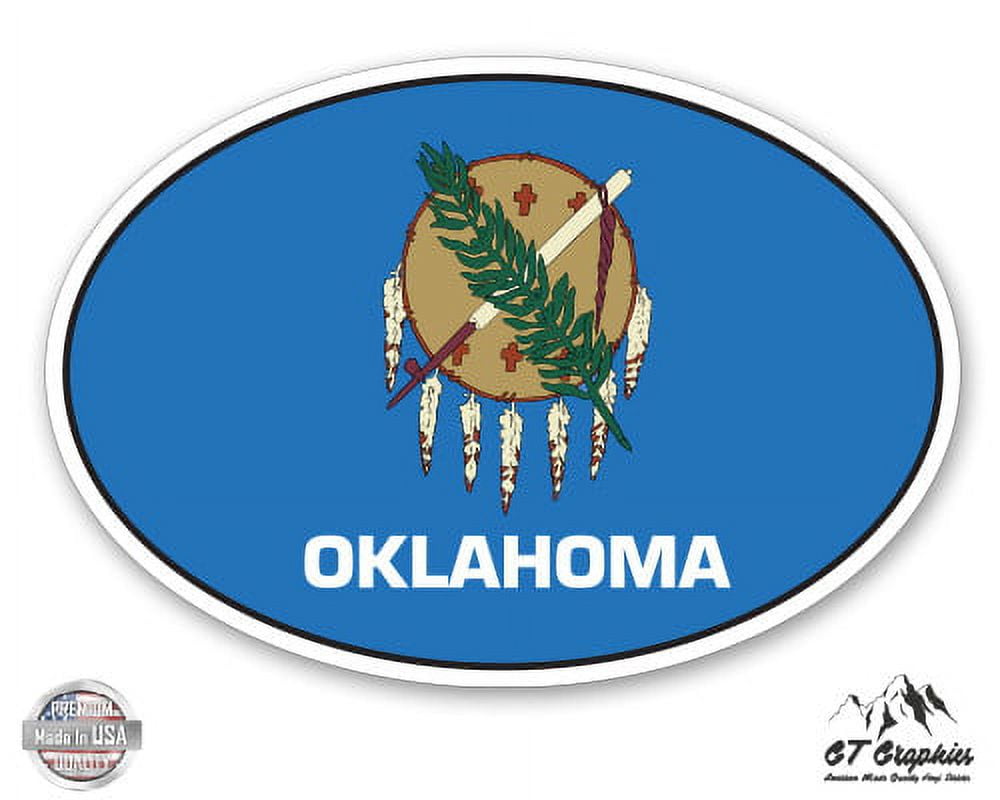 Oklahoma State Flag Oval - 8" Vinyl Sticker - For Car Laptop I-Pad ...