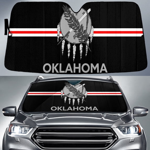 Oklahoma State Flag Thin Red Fire Line Printed Car Sun Shades Cover ...