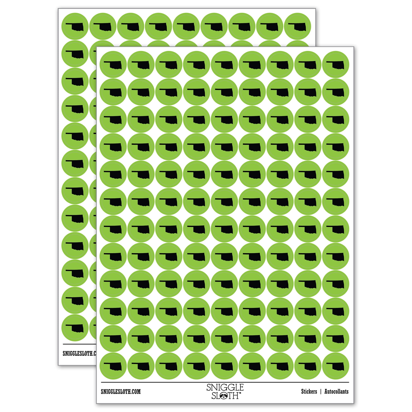 Oklahoma State Silhouette 200+ Round Stickers - Light Green - Matte ...