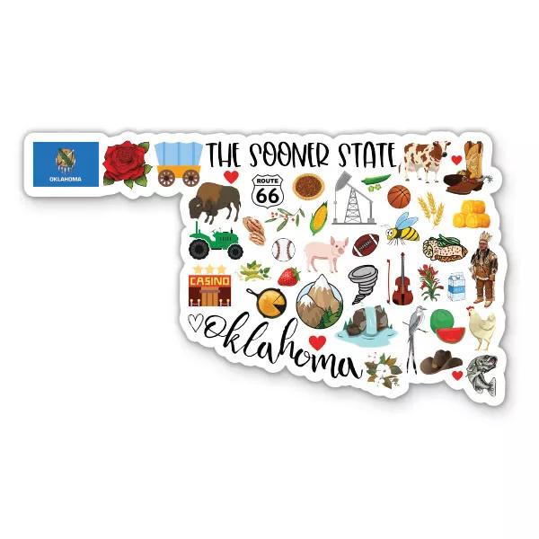Oklahoma State Travel Sticker Phone Decal Water Bottle Stickers Car ...
