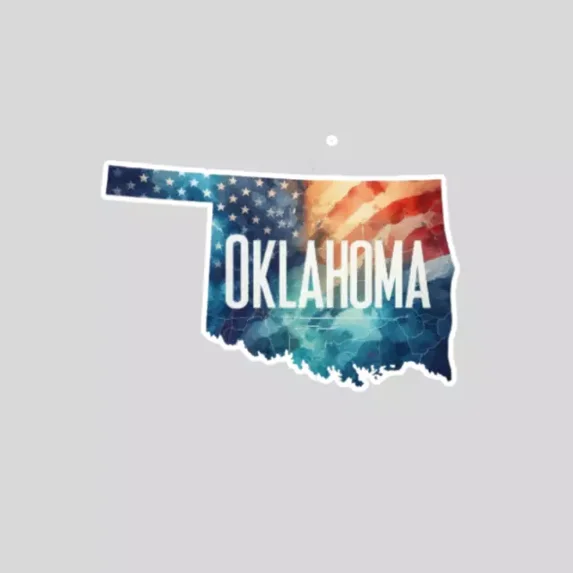 Oklahoma Sticker State Outline Novelty Laptop Car American Flag Sticker ...