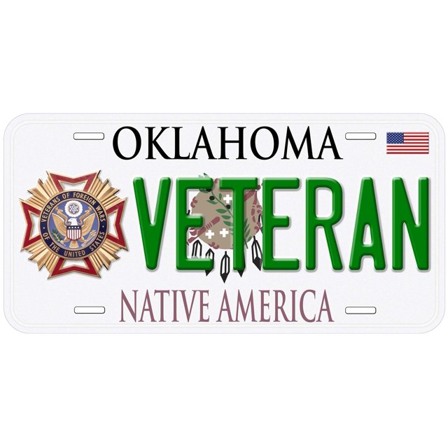 Oklahoma Veteran Novelty Car Auto License Plate - Walmart Business Supplies