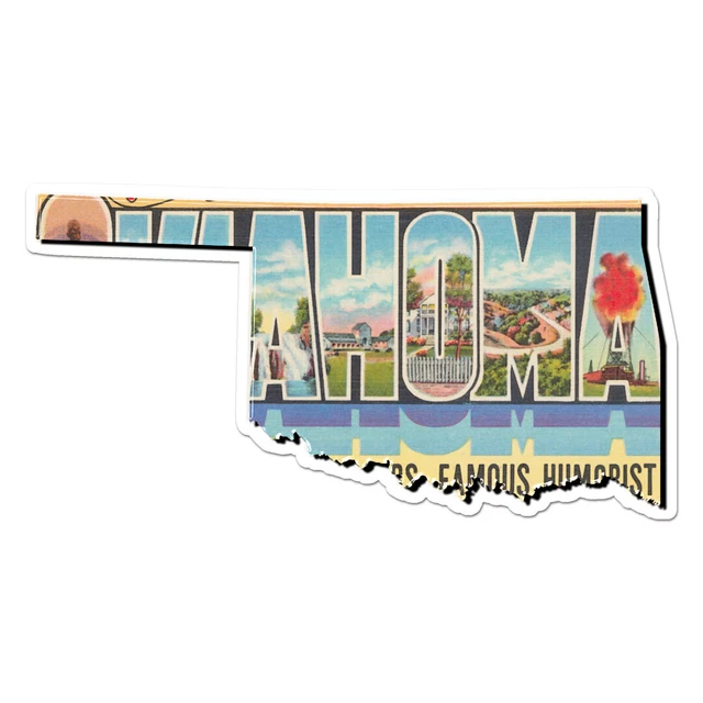 Oklahoma Vintage Map Sticker Phone Decal Water Bottle Stickers Car ...