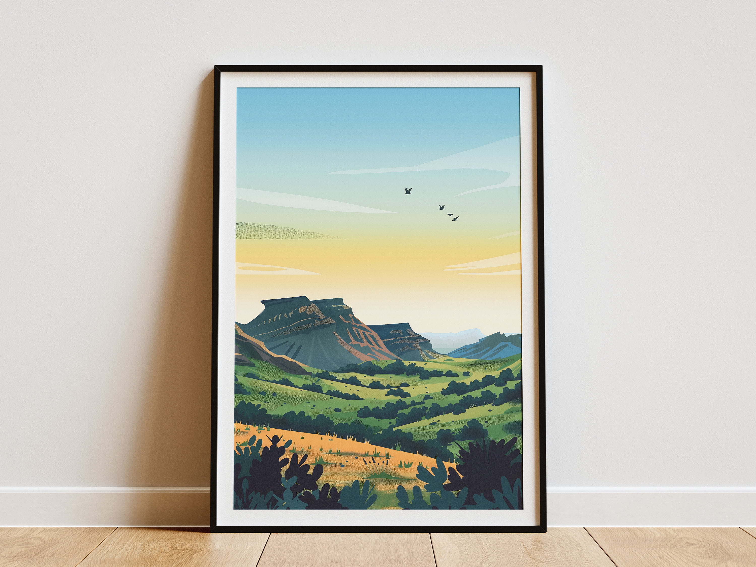 Oklahoma Wichita Mountains Landscape Poster Art Print Nature Wall Decor ...