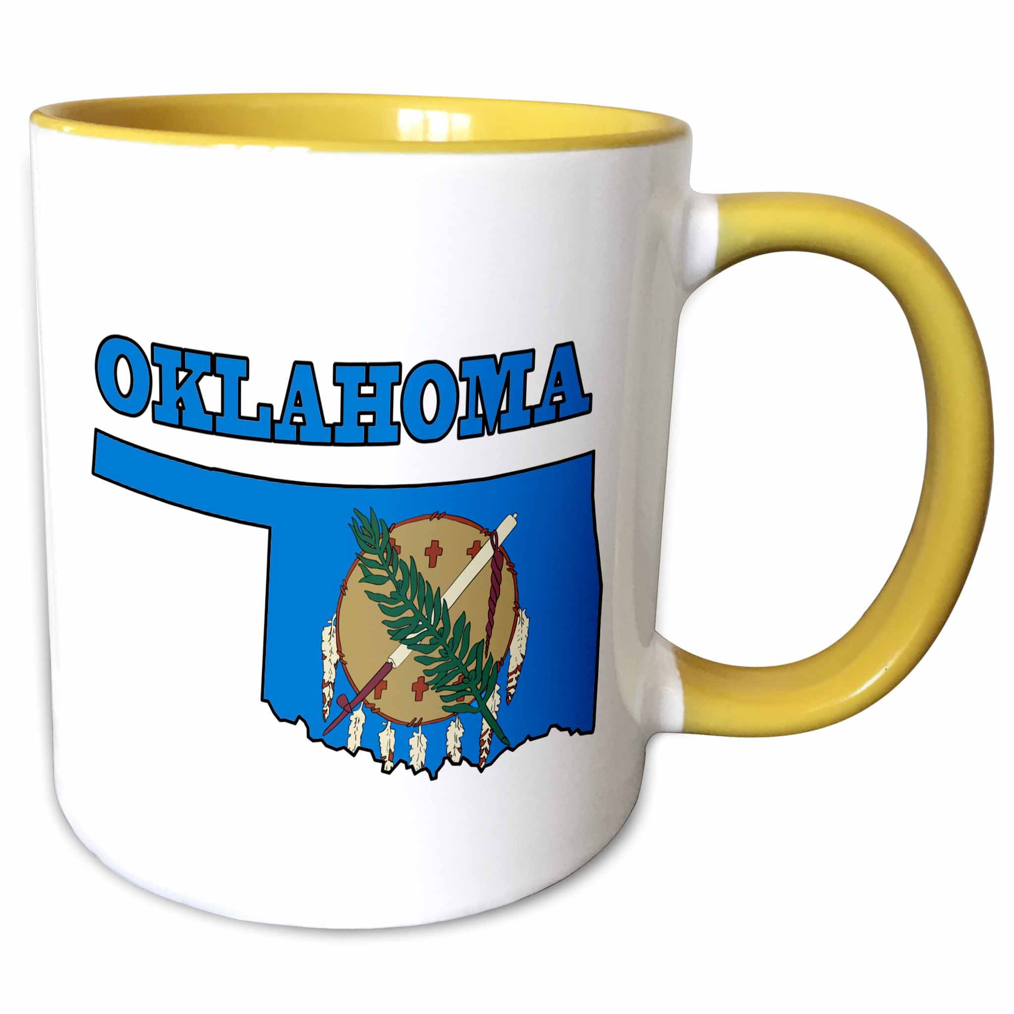Oklahoma state flag in the outline map and letters for Oklahoma 15oz ...