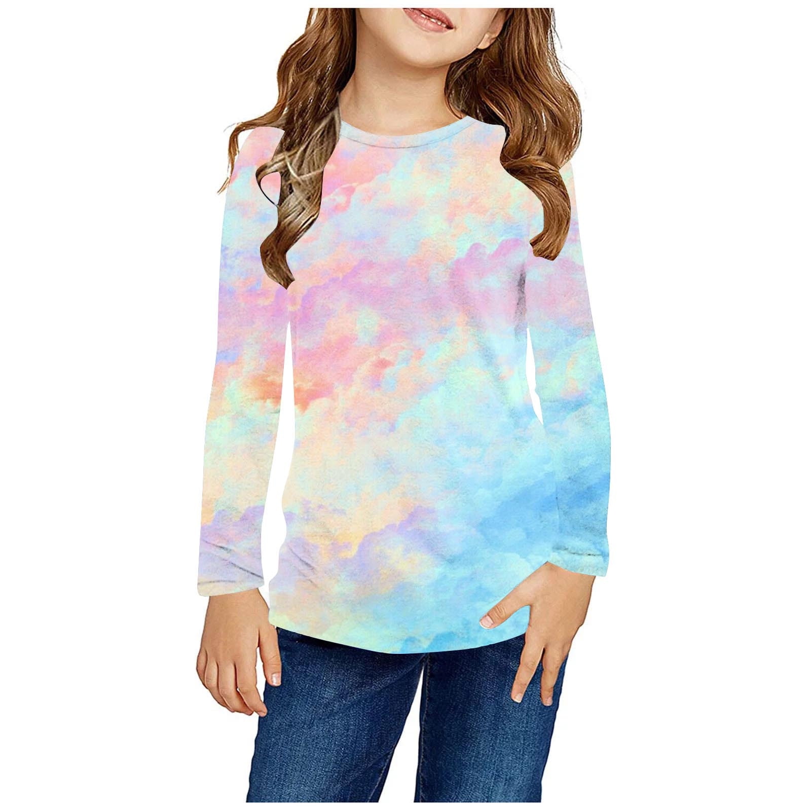 Oksale Girls Shirts 10-12 Fall Casual Print Tees Kids Boys Girls Soft ...