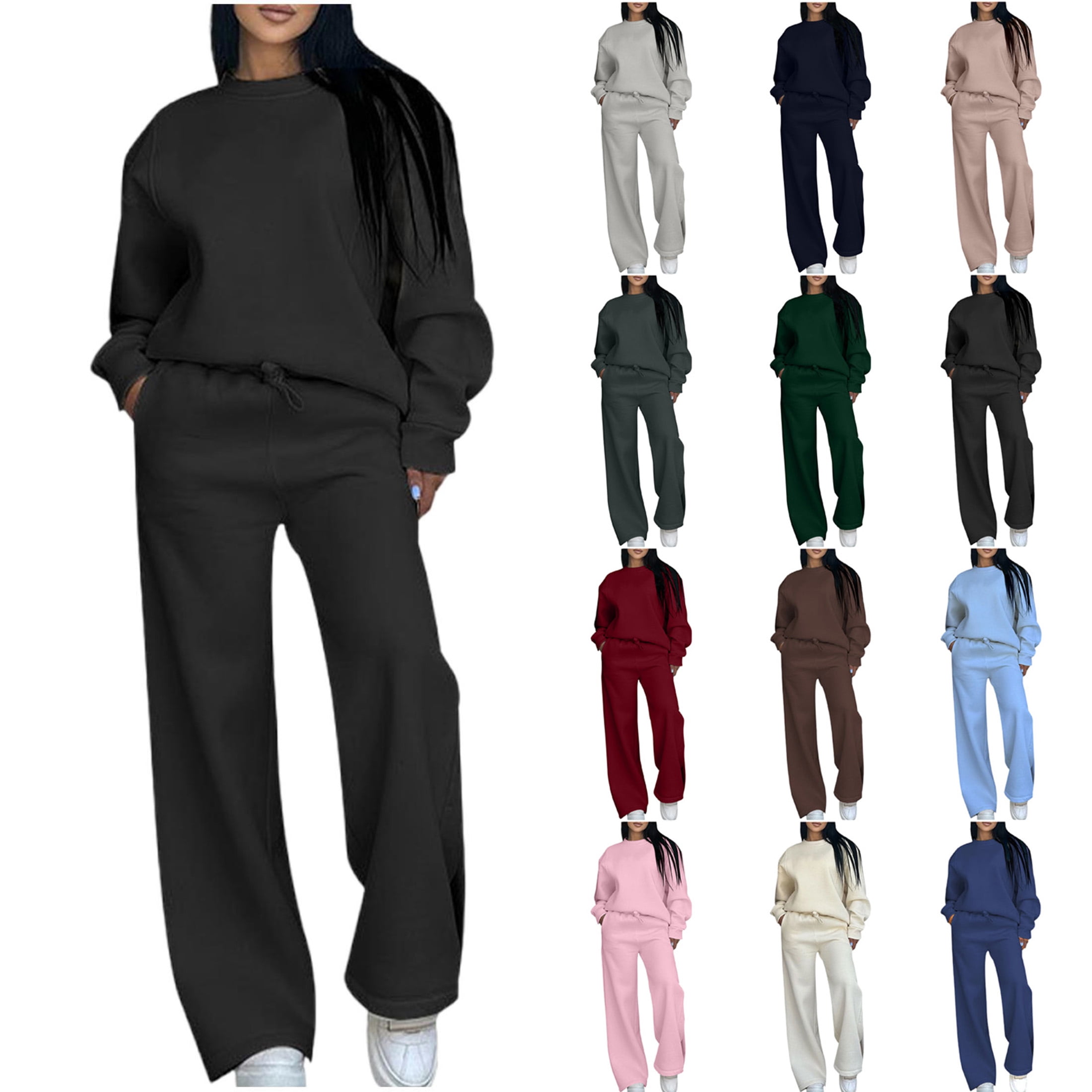 Oksale Casual Sweatsuits for Women Baggy Long Sleeve Sweatshirts Set 2 ...