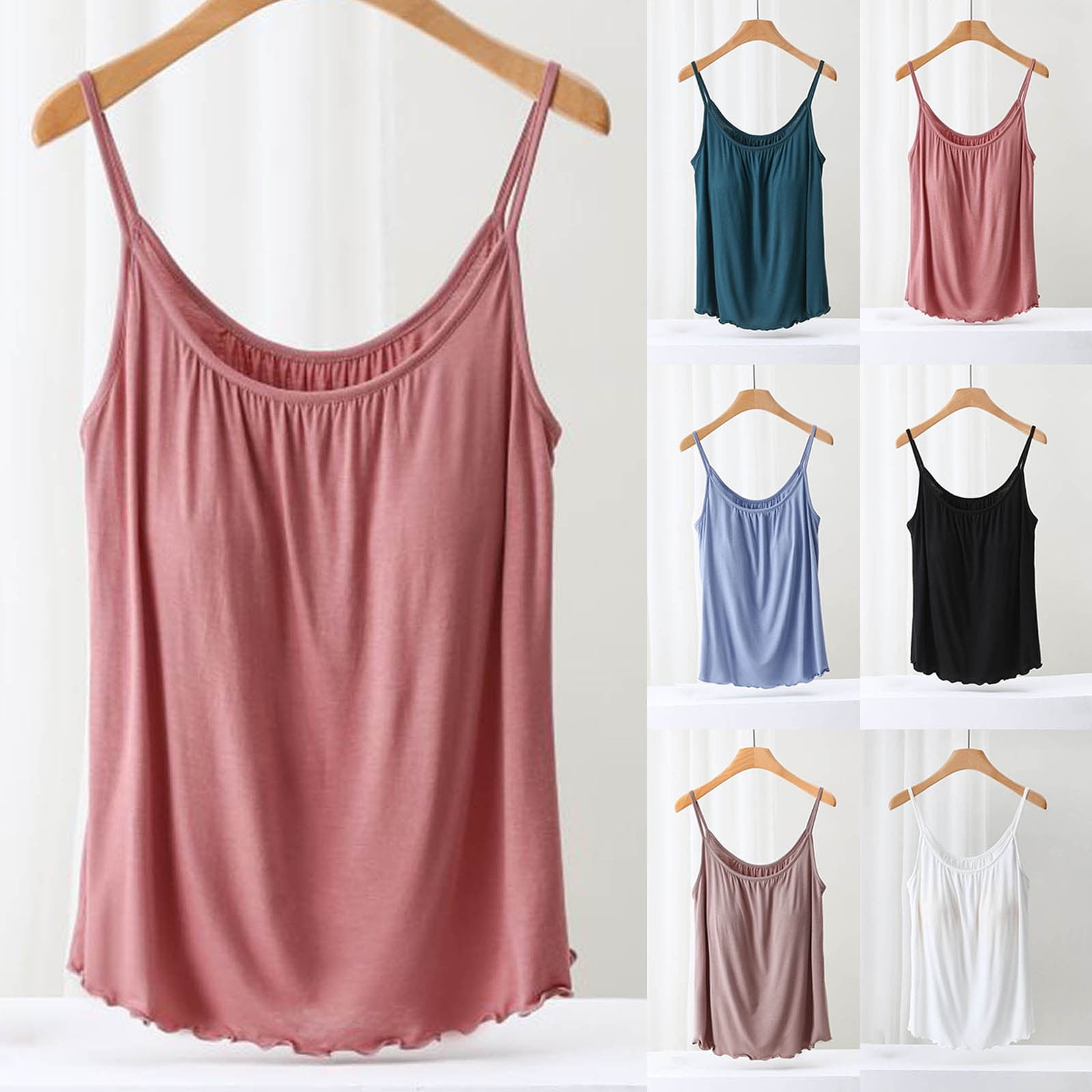 Oksale Plus Size Modal Tank Tops for Women Built in Bra Athletic ...