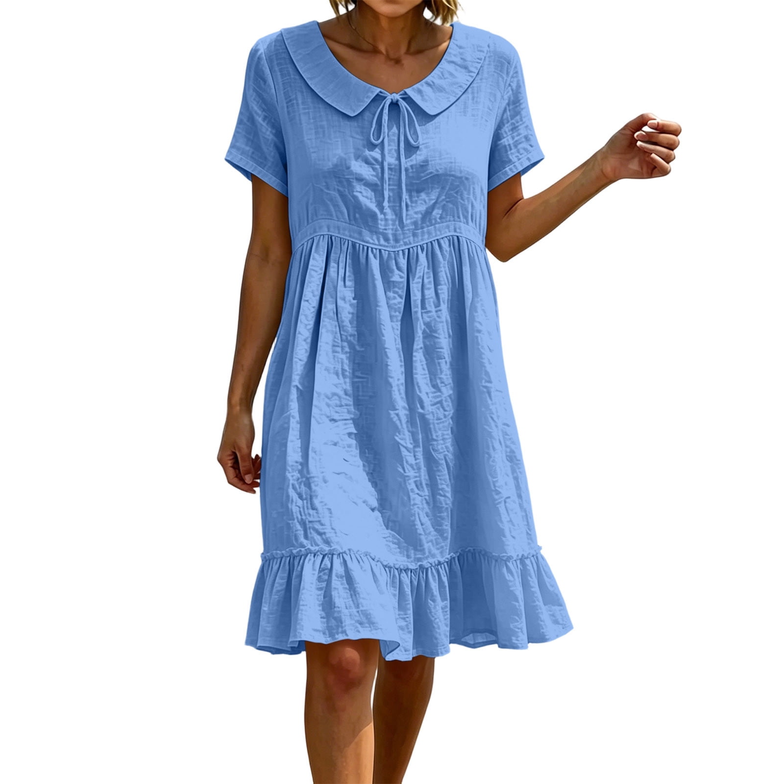 Oksale Summer Dresses for Women Cute Peter Pan Collared Mini Dress ...
