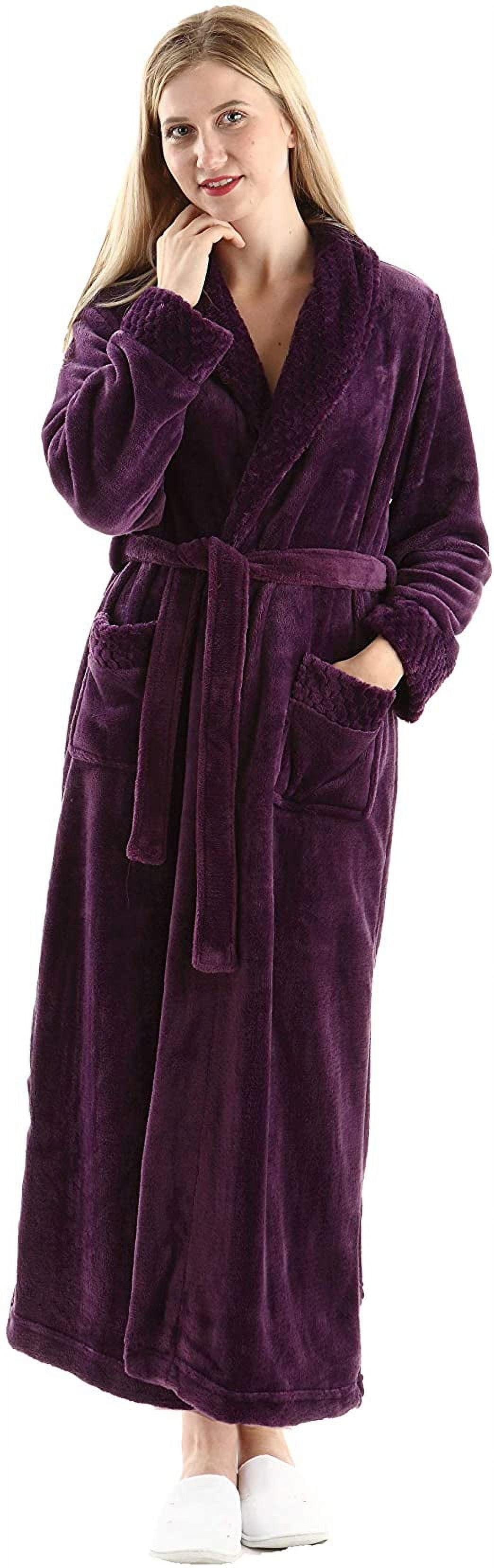Oksun Women's Full Length Fleece Plush Bath Wrap Robe with Waist Belt ...