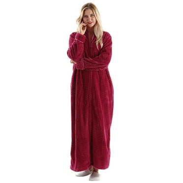 Just Love Textured Plush Zipper Lounger Robe for Women (Coral, Medium ...