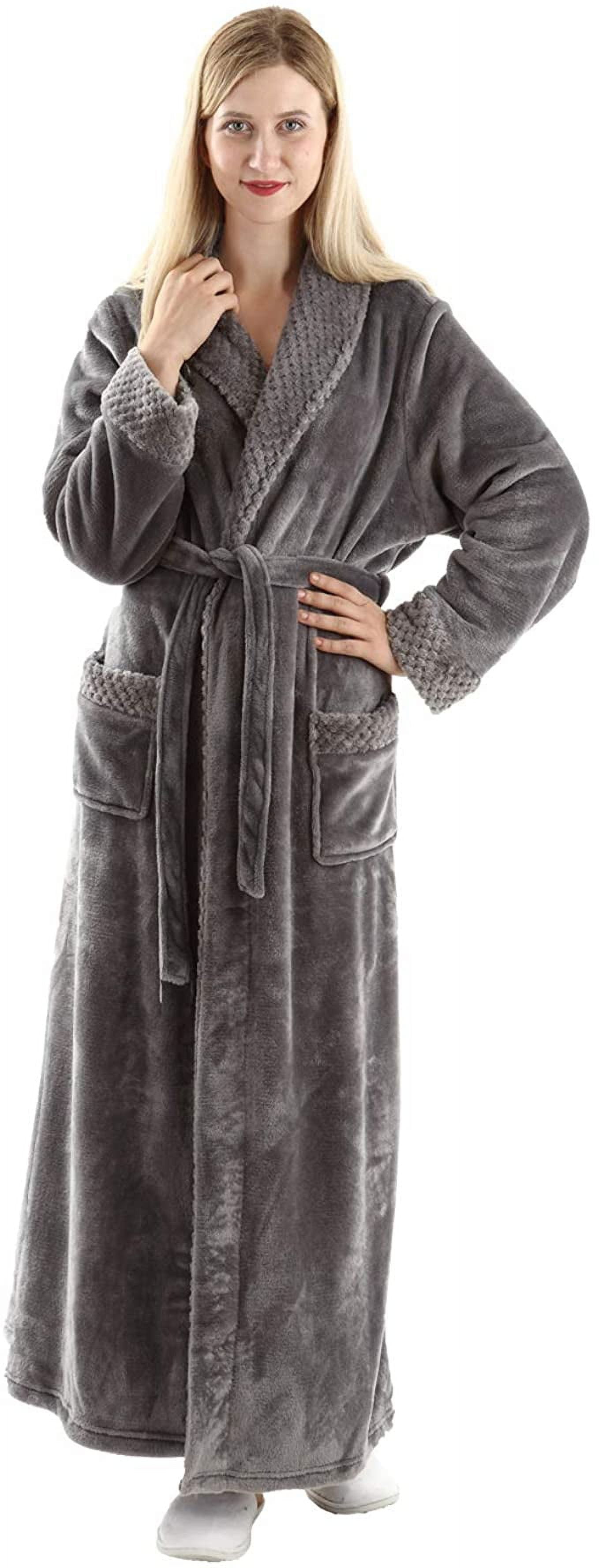 Oksun long robes for women Full Length Fleece Plush Bathrobe with Waist ...