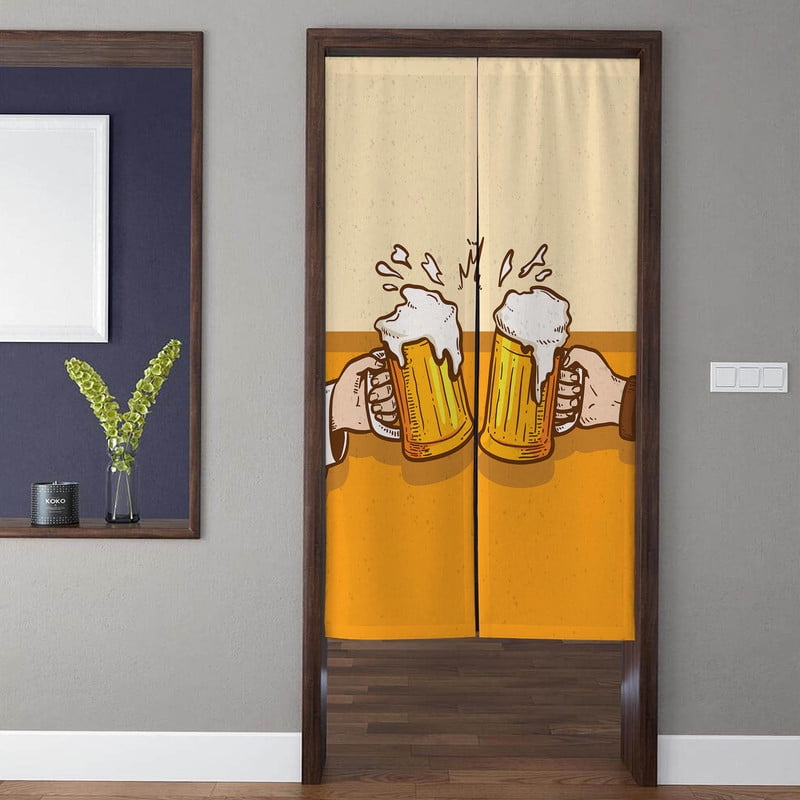 Oktoberfest Art Noren Door Curtain, Modern Minimalist glass of wine ...