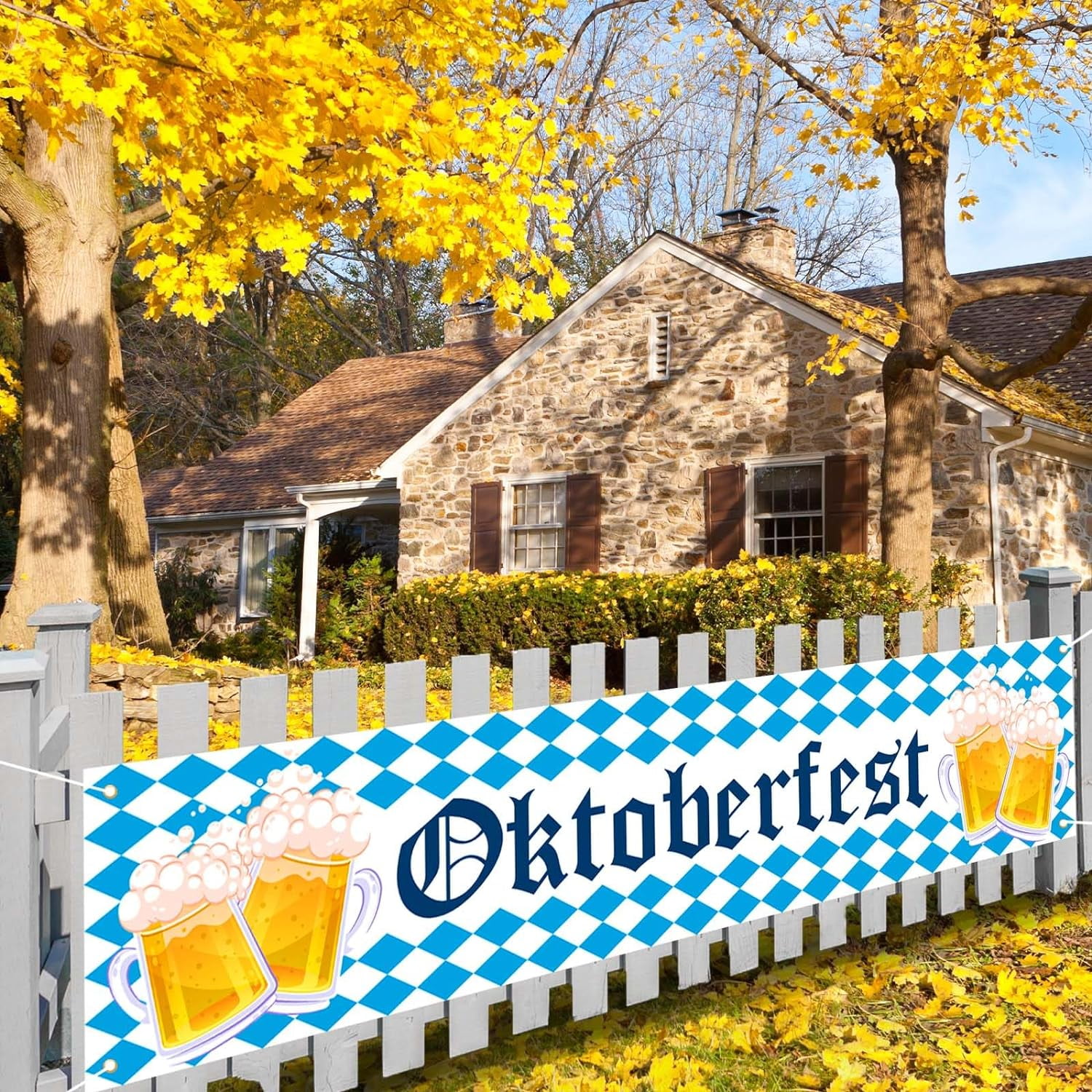 Oktoberfest Decorations Banner for Fence Bavarian Check Flag Banner ...