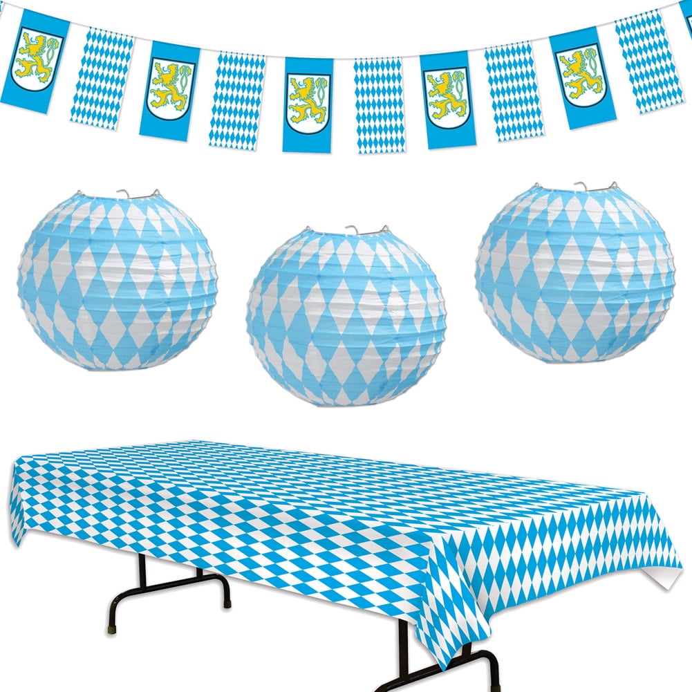 Oktoberfest Decorations Pack Set With Table Cover, Paper Lanterns and ...