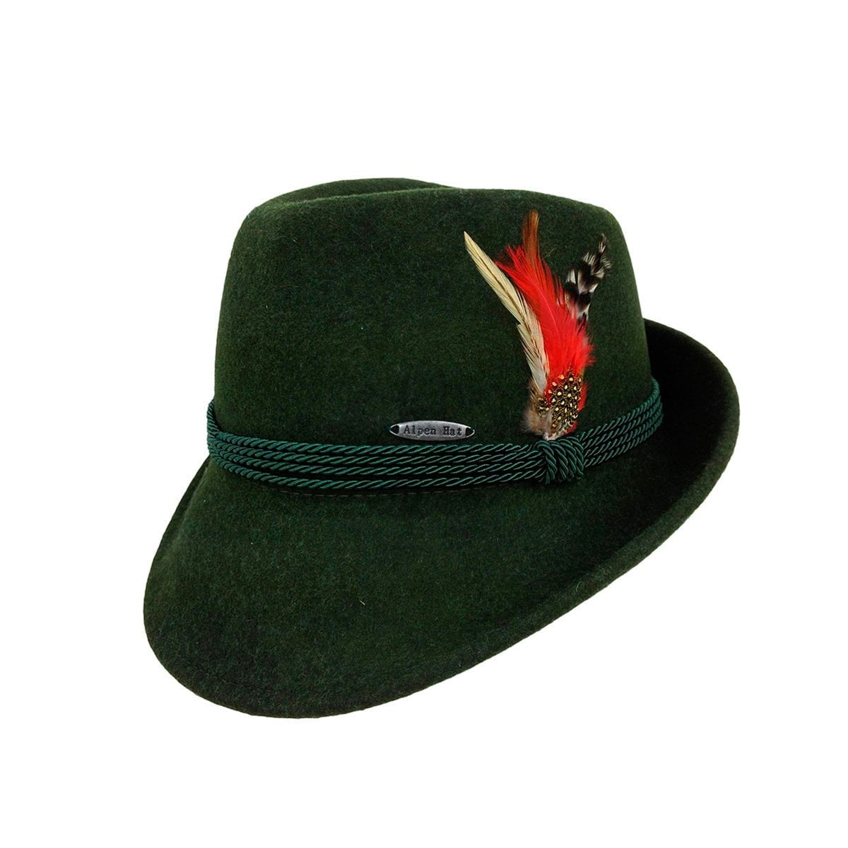 Oktoberfest Haus German Alpine Wool Green Edelweiss Fedora Hat with ...
