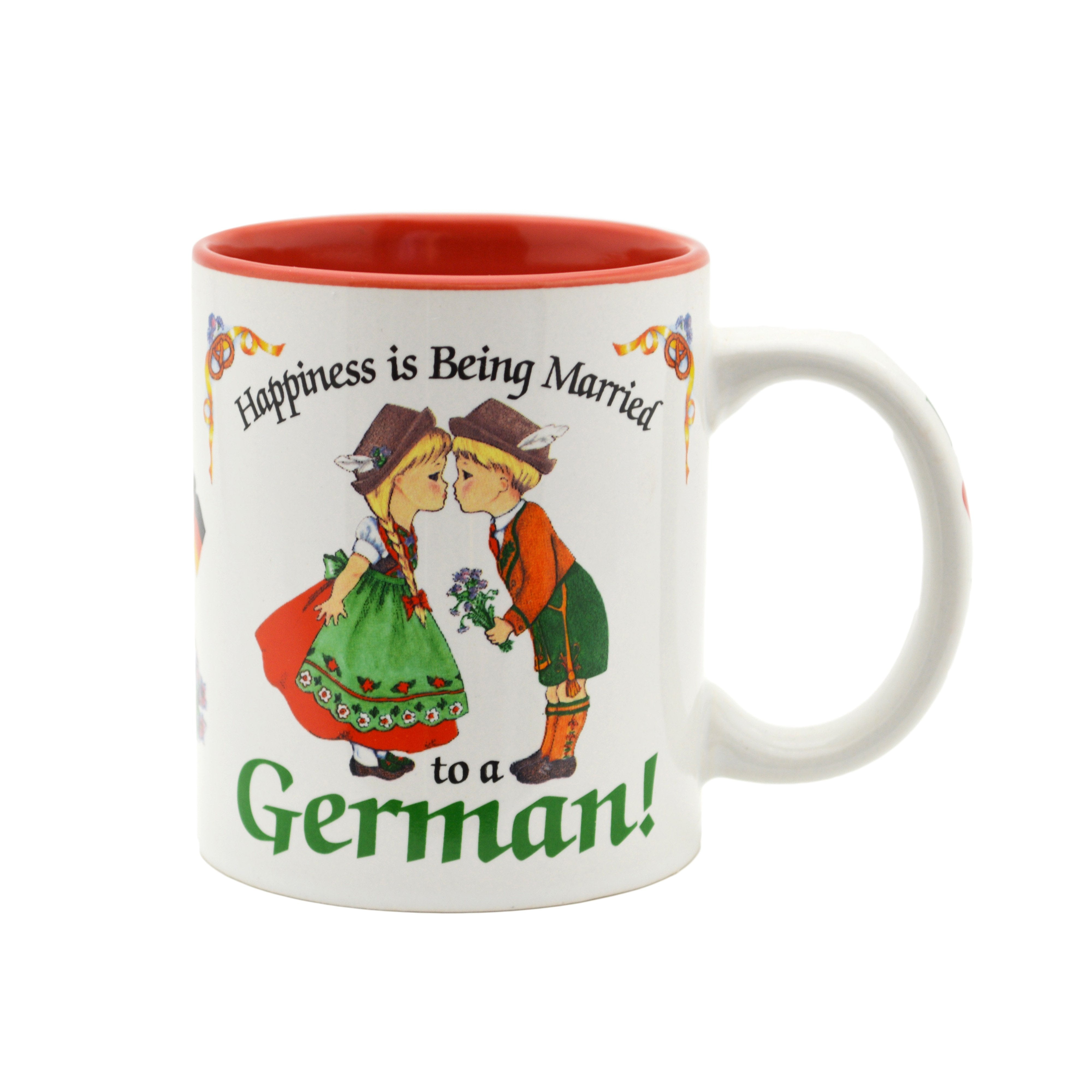 Oktoberfest Haus Multicolor Ceramic German Coffee Mug with "Happiness ...