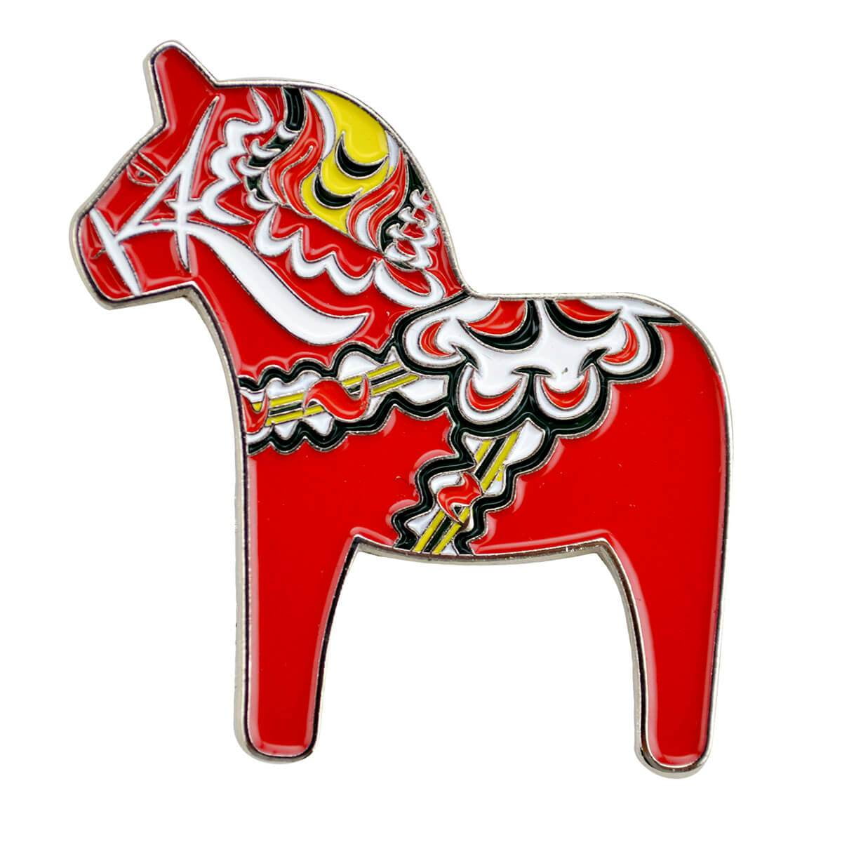 Oktoberfest Haus Red/Orange Swedish Dala Horse Metal Hat Pin or Brooch ...