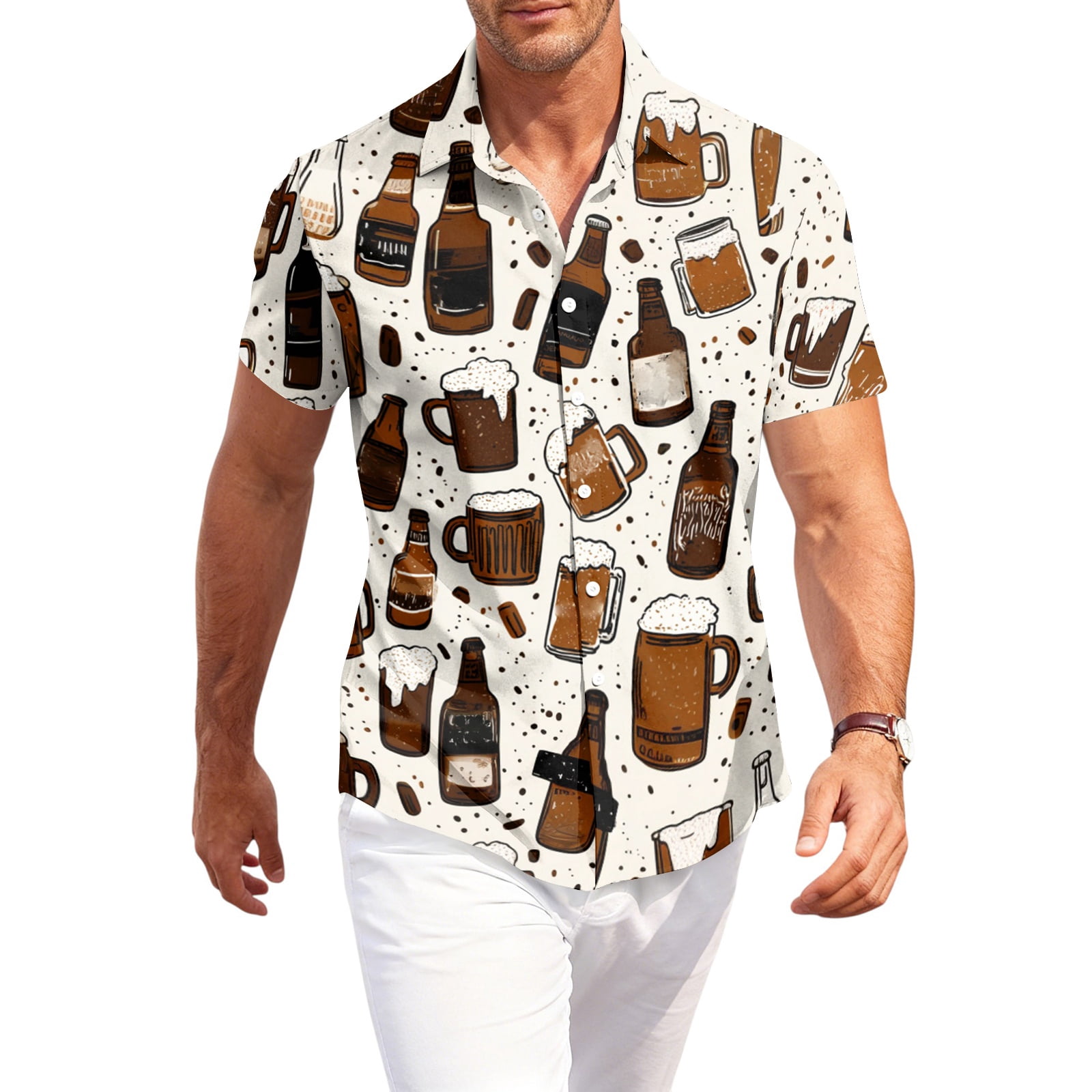 Oktoberfest Men's 3D Beer Festival Print Shirt, Casual Button Down ...