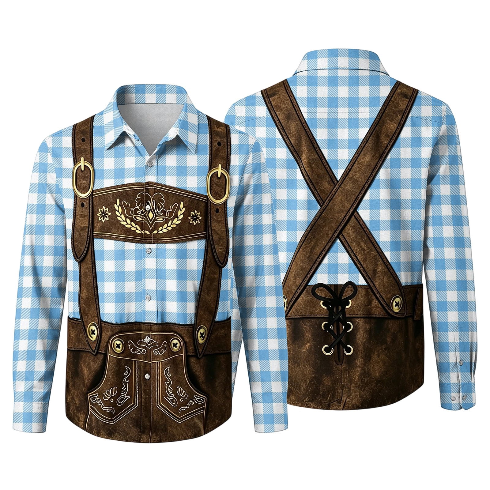 Oktoberfest Men's 3d Lederhosen Print Shirt,Long Sleeve Beer Festival ...