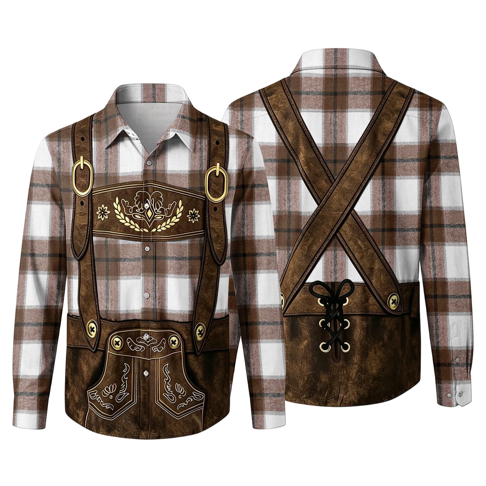 Oktoberfest Men's 3d Lederhosen Print Shirt,Long Sleeve Beer Festival ...