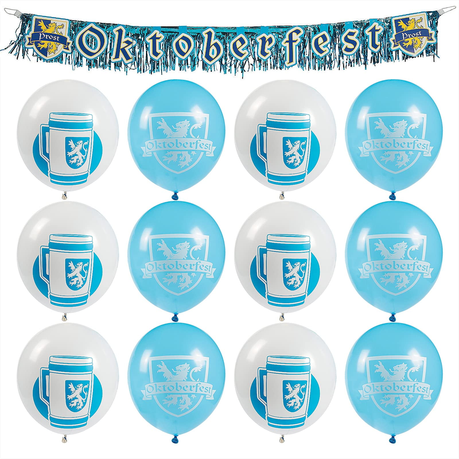 Oktoberfest Party Blue & White Latex Balloons and Foil Fringe Garland ...