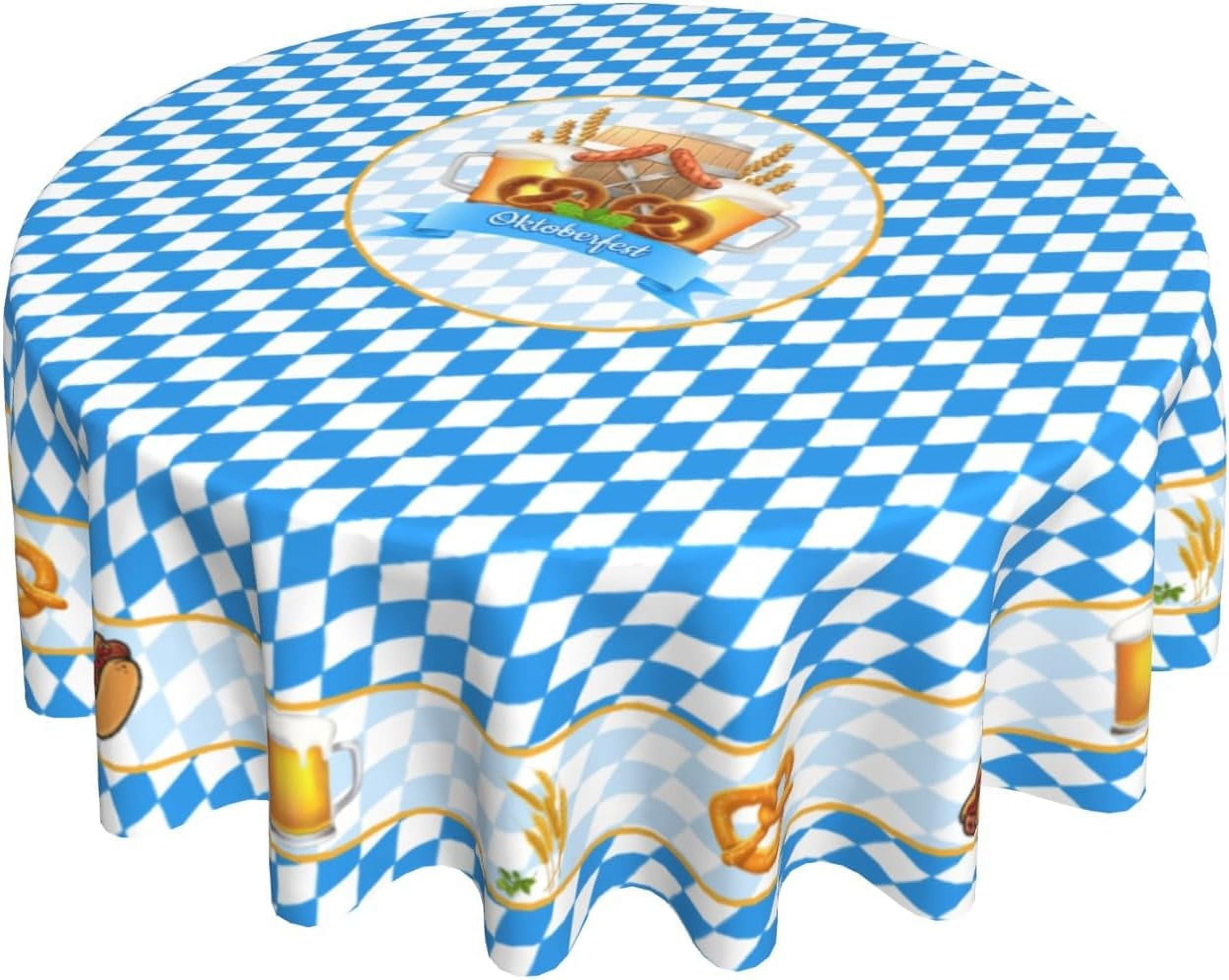 Oktoberfest Round Tablecloth 60 Inch Blue White Check Octoberfest ...