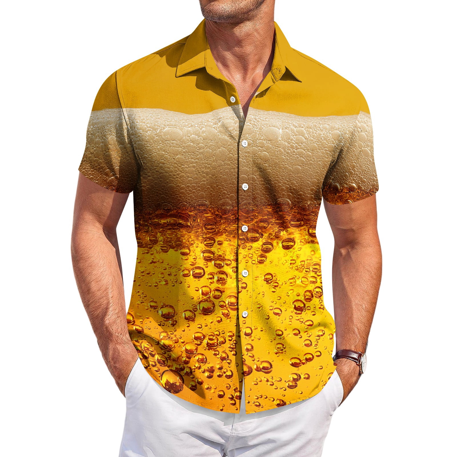 Oktoberfest Short Sleeve Shirt Costume for Mens, Beer Festival Print ...