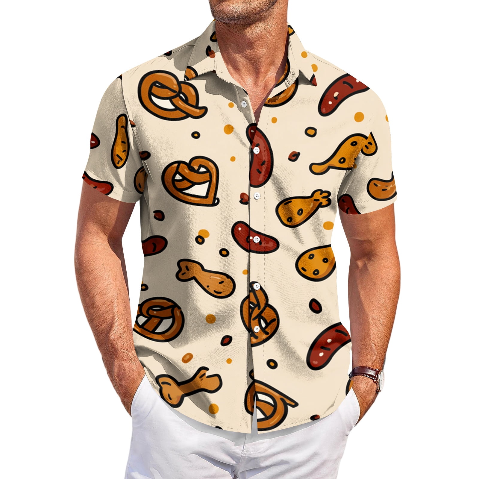 Oktoberfest Short Sleeve Shirt Costume for Mens, Beer Festival Print ...