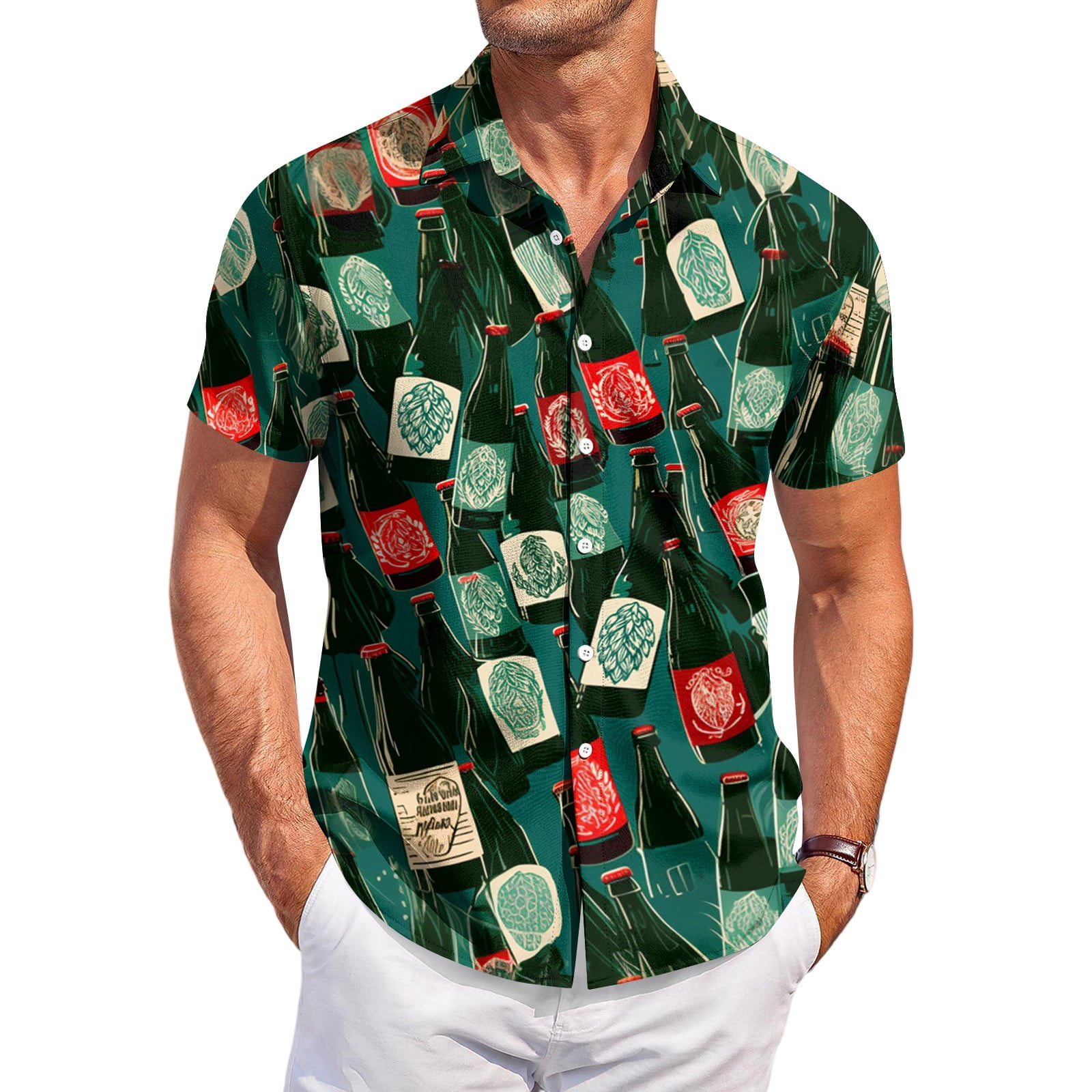 Oktoberfest Short Sleeve Shirt Costume for Mens, Beer Festival Print ...