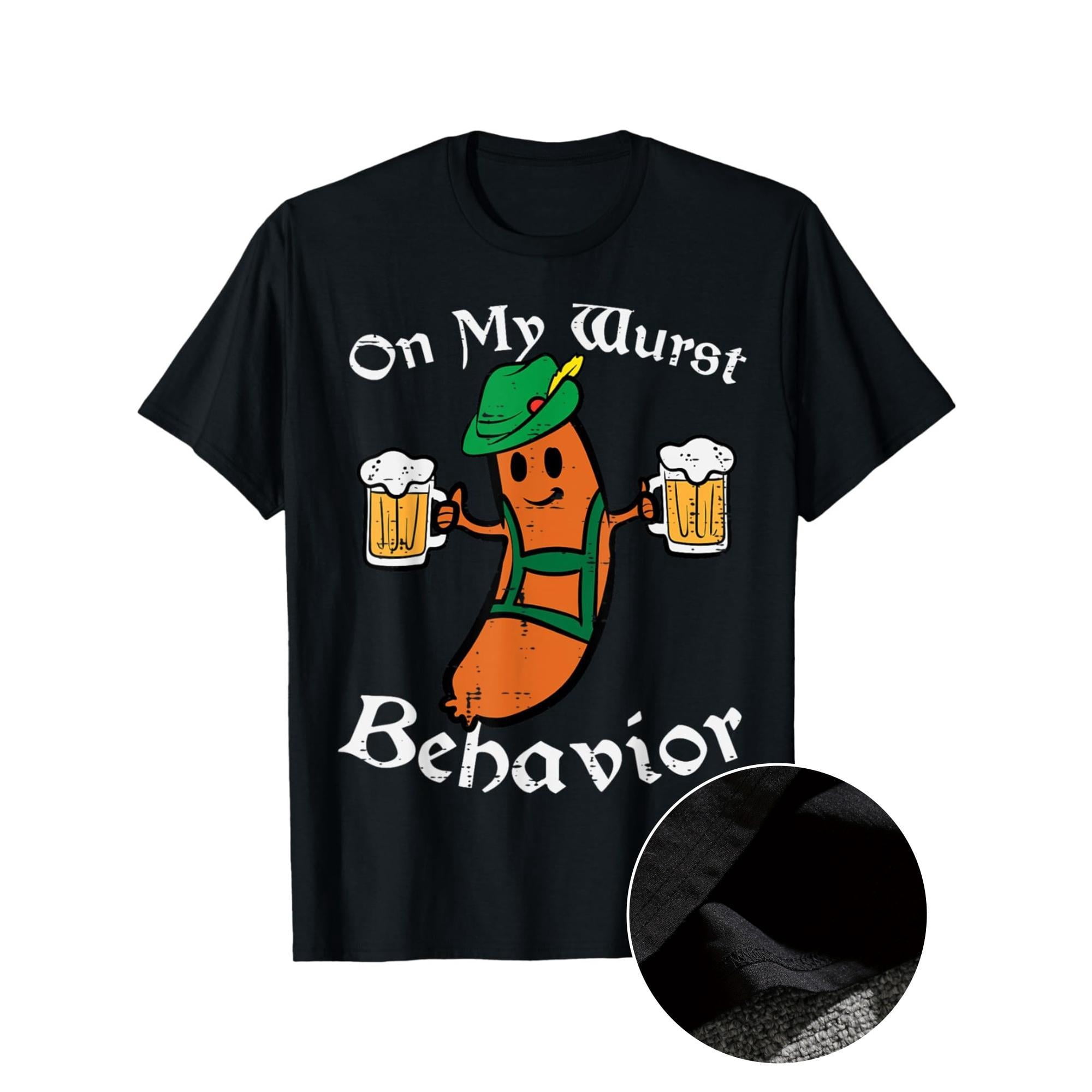 Oktoberfest-inspired Tops for Women "On My Wurst Behavior" Cute Sausage ...