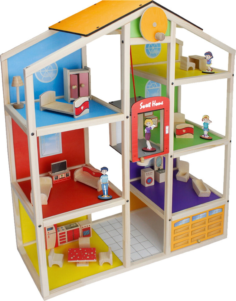 Okutan Hobi EV19 Playhouse with Wooden Elevator - Walmart.com
