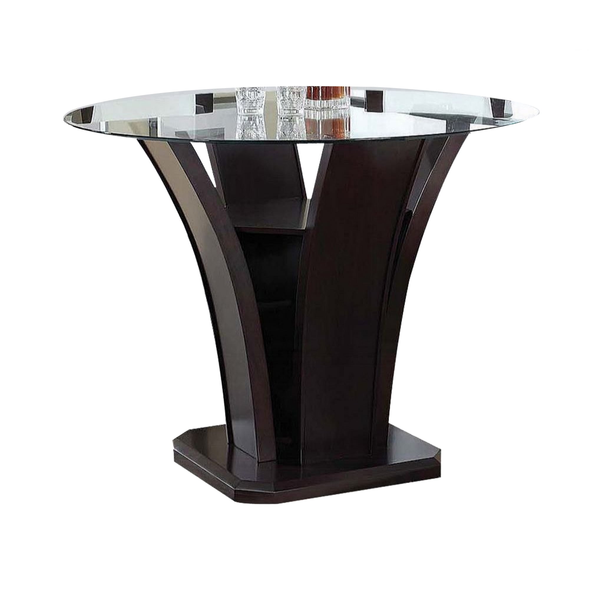 Okwa 48 Inch Counter Height Table, 6mm Tempered Glass, Espresso Brown ...