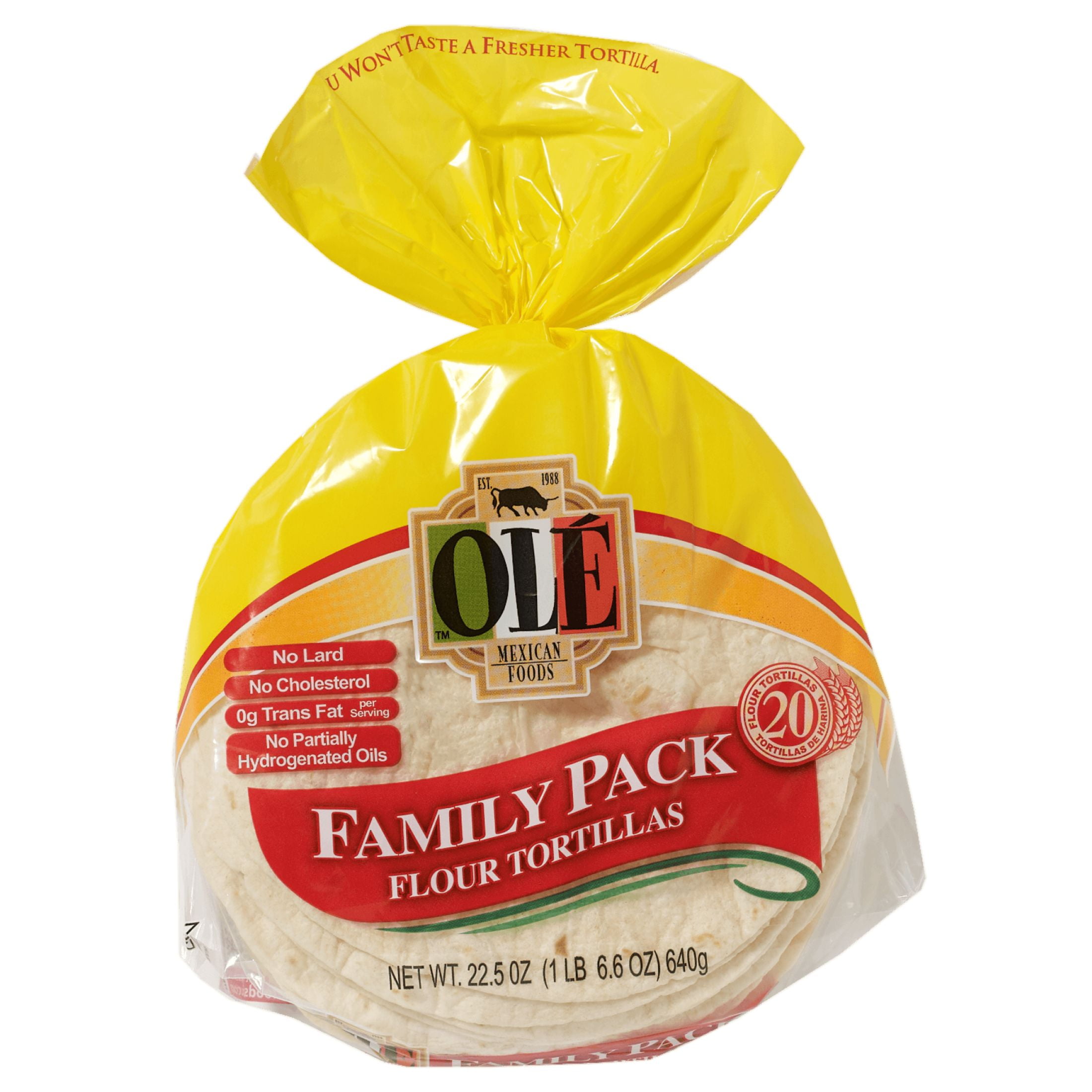 Olé Mexican Foods, Flour Tortillas, Family pack, 20 Ct, 22.5 oz ...