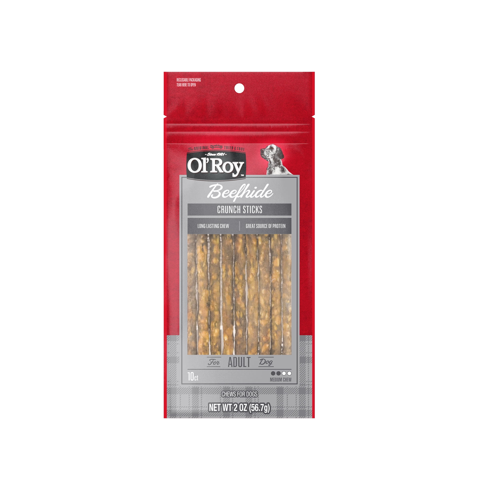 Ol' Roy 5" Beef hide Crunch Sticks, 2 oz, 10 Count - Walmart.com