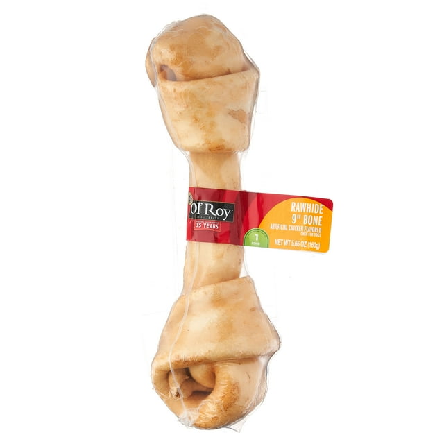 Ol' Roy Chicken Flavor 9" Rawhide Bone Chew for Dogs, Dry, 5.65 oz, 1 ...