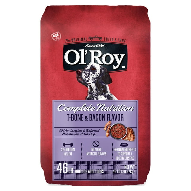 Ol' Roy Complete Nutrition Dry Dog Food, T-Bone & Bacon Flavor, 46 lbs ...