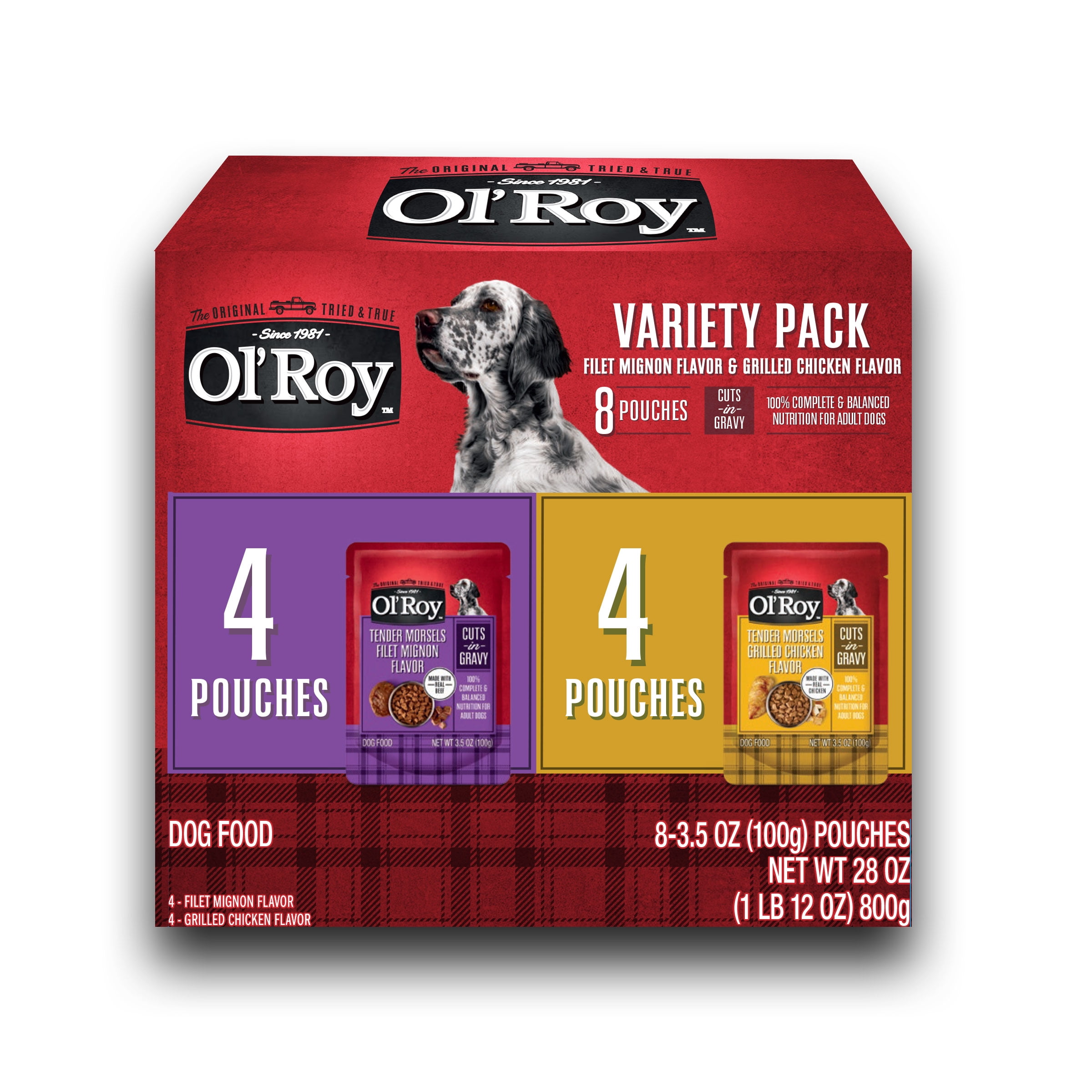 Ol' Roy Cuts in Gravy Wet Dog Food Variety Pack, Tender Morsels Filet ...