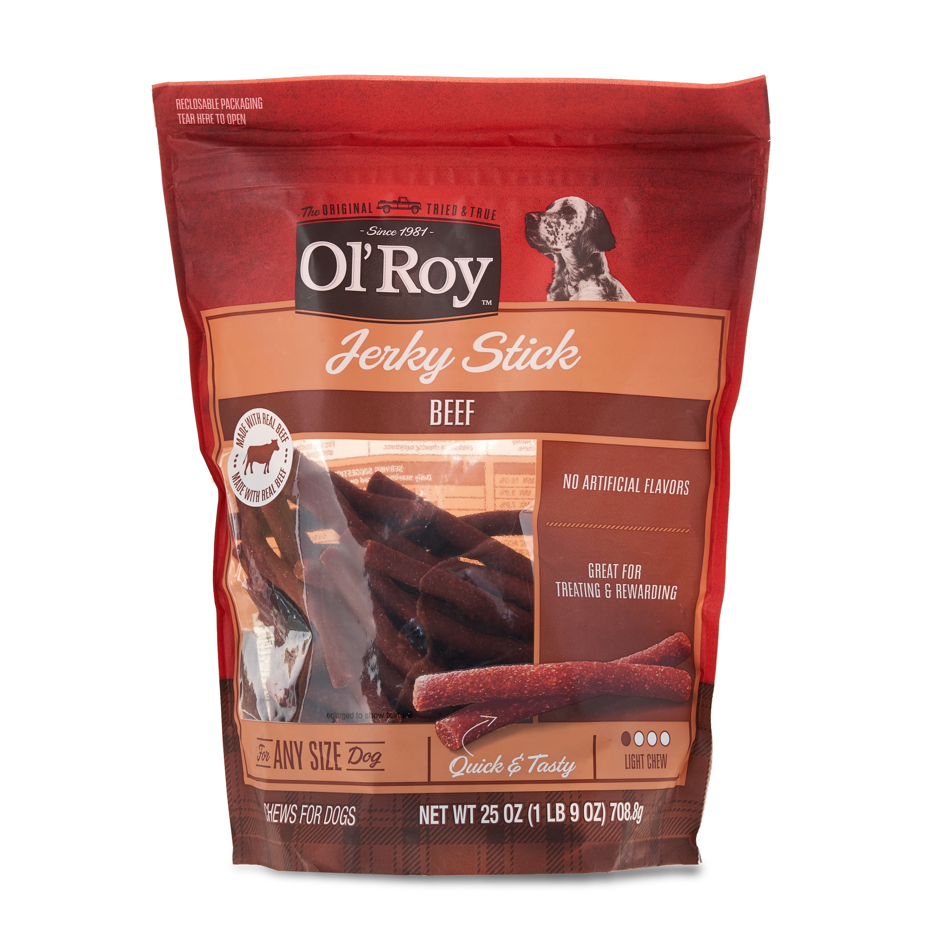 Ol' Roy Beef Jerky Sticks for Dogs, 25 oz, Made with Real Beef Chewy ...