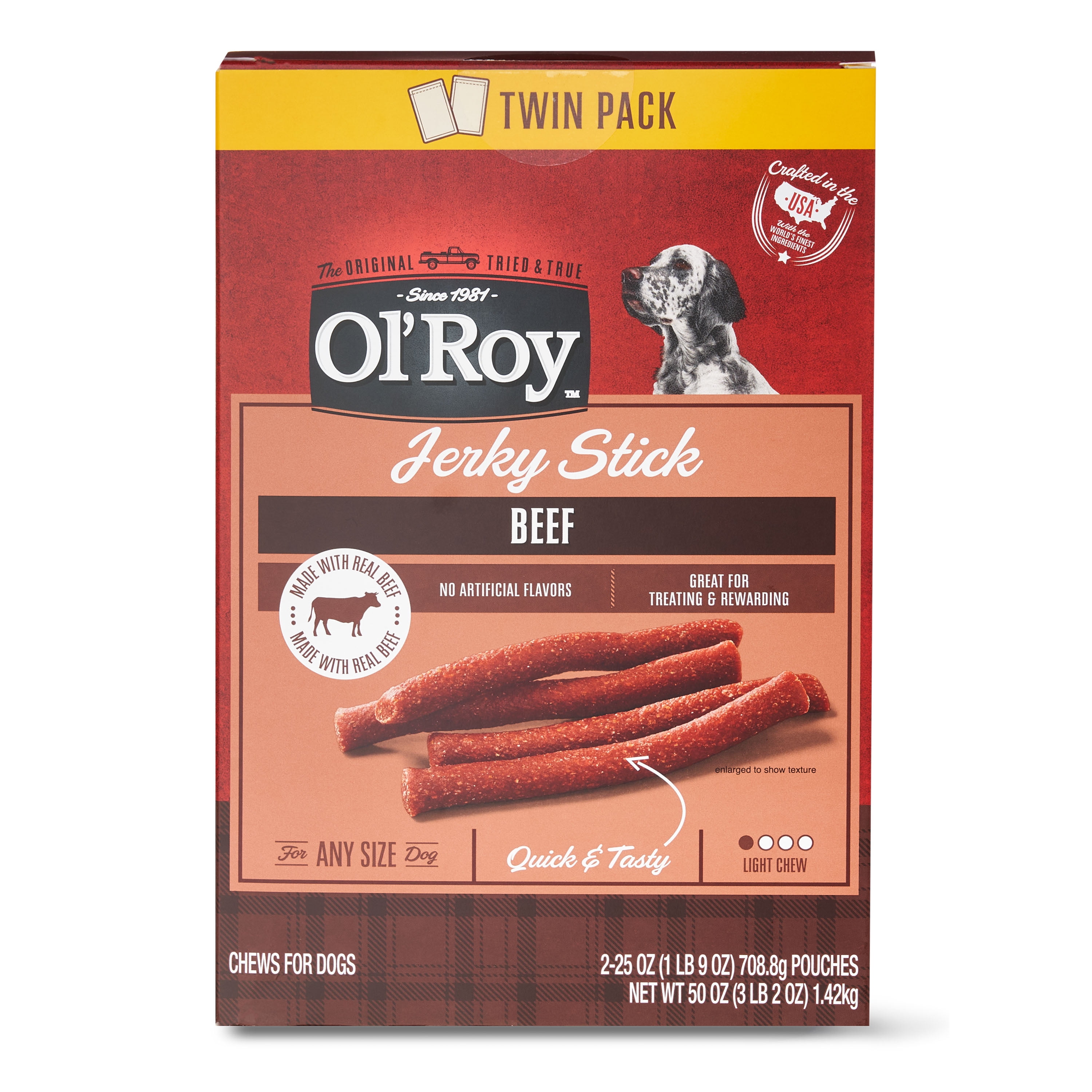 Ol' Roy Beef Jerky Stick Dog Treats with Real Meat, 25 oz Pack (2 Count ...