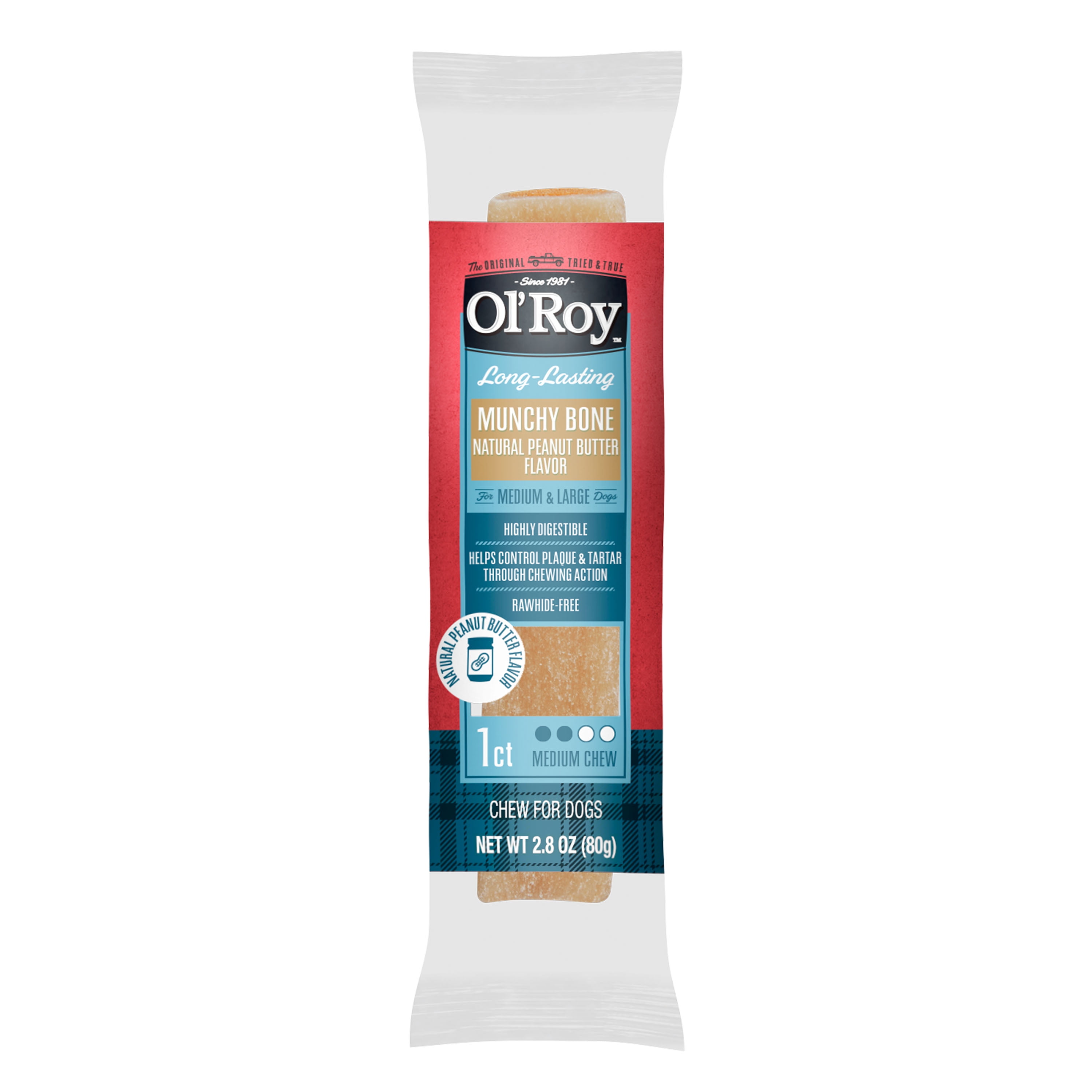 Ol' Roy Dog Treats Long-lasting Peanut Butter Munchy Bones 2.8 oz Chew ...